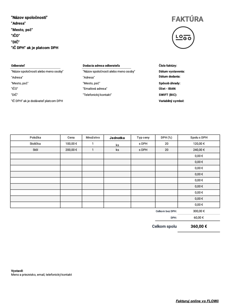 Proforma Faktura Vzor - ZDARMA ke stažení | FLOWii